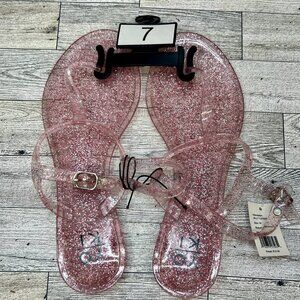 Yoki | Shoes | Yoki Jelly T Strap Pink Glitter Size 7 Sandals Nwt ...